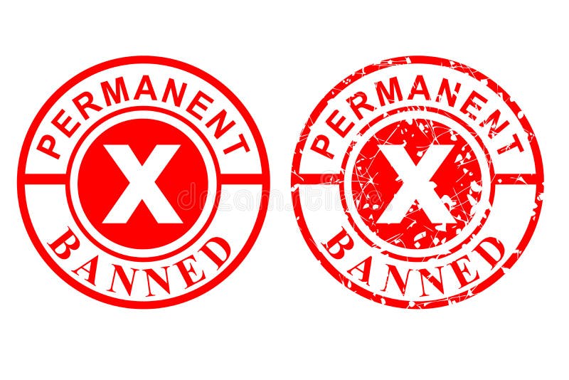 2 Style Vector, Clean and Rust Red Rubber Stamp, Permanent Banned ...