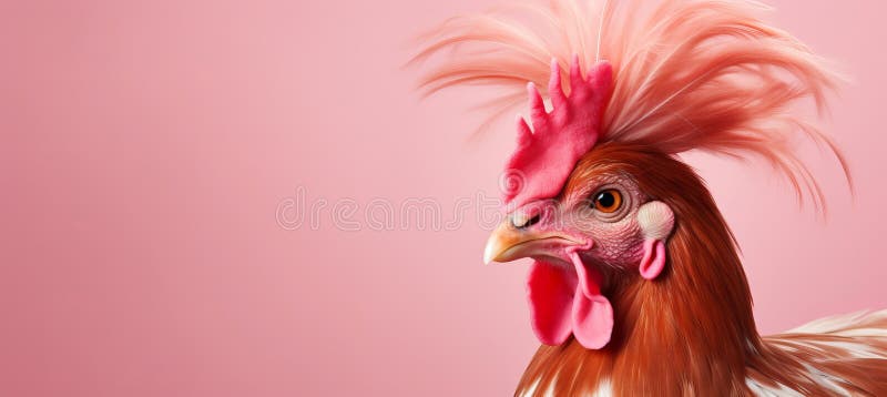 Styled Happy Chicken on Solid Pastel Color Background Fashion Studio ...