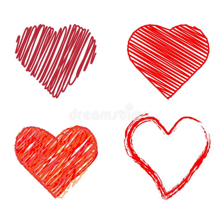 Styled Heart Collection (vector) Stock Vector - Illustration of girl ...