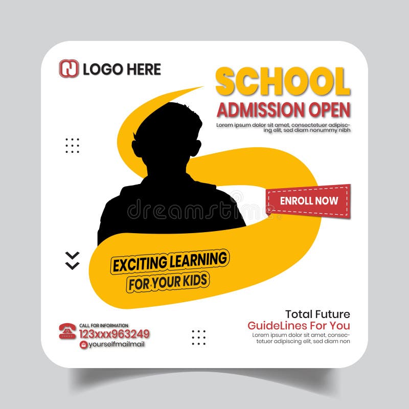 Styling Kids School Open Social Media Post Design Banner Stock Vector ...