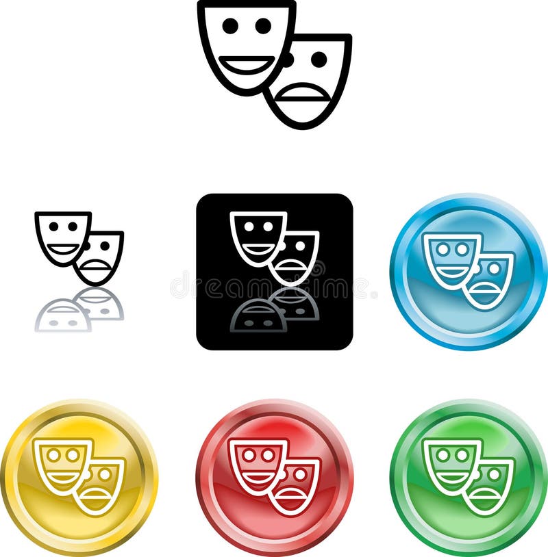 Theatre Comedy Tragedy Emoji Stock Vector - Illustration of head ...