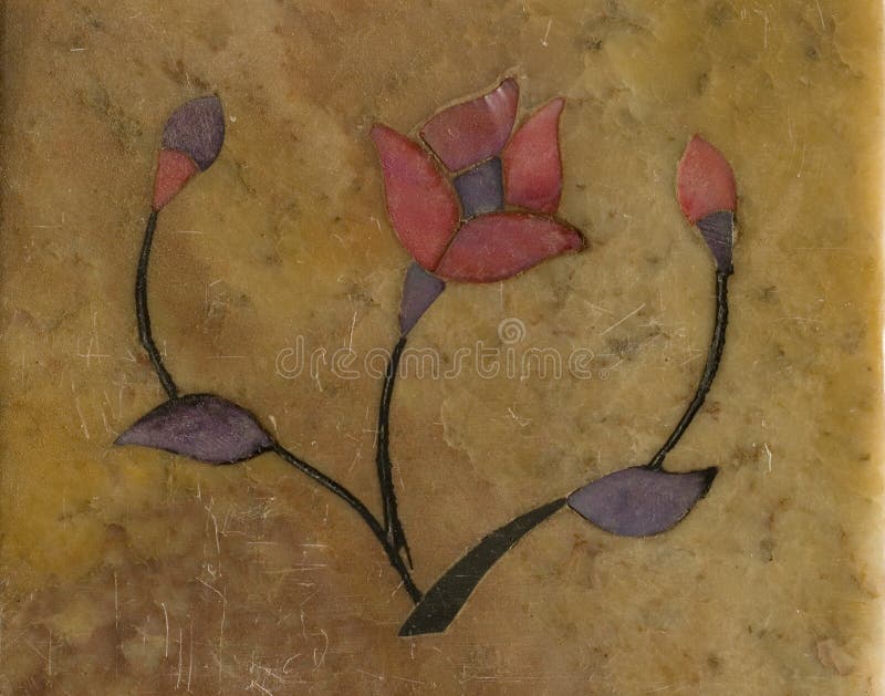Stylised Flower Inlaid on Stone Stock Image - Image of invitation ...