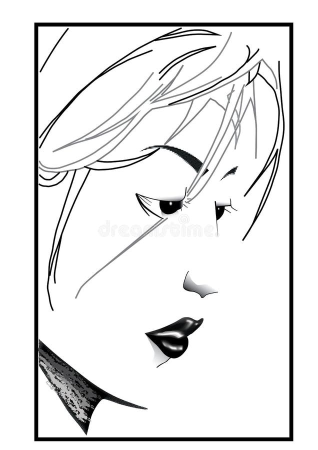 Simple Drawing Of A Girl Looking Down