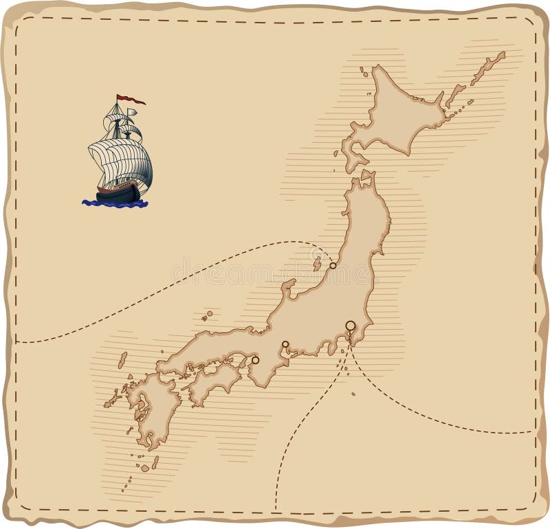 Stylised old Japan map stock vector. Illustration of global - 16008454