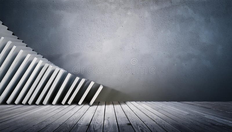 Stylish Abstract Design with Domino Effect Wall and Blank Concrete Wall ...