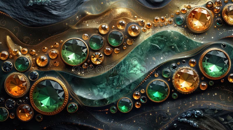 A Stylish Abstract Design Featuring Vibrant Gemstones Stock ...