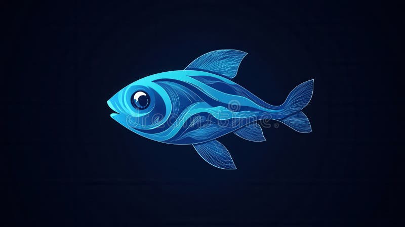 Stylish Abstract Fish Logo Design Featuring Smooth Wave Patterns and ...