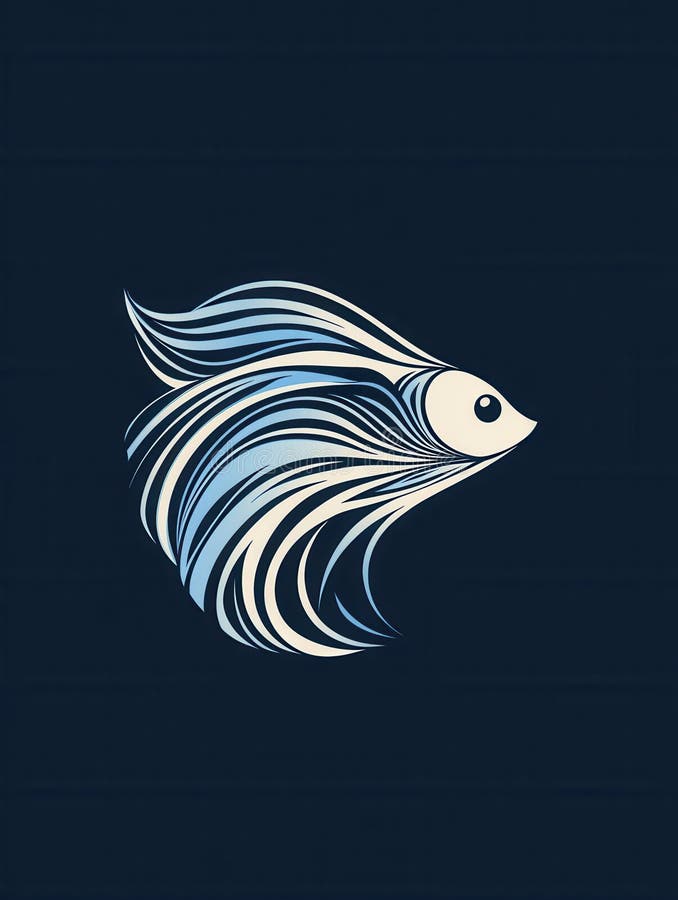 Stylish Abstract Fish Logo Featuring Wave Patterns in Cool Blue Tones ...