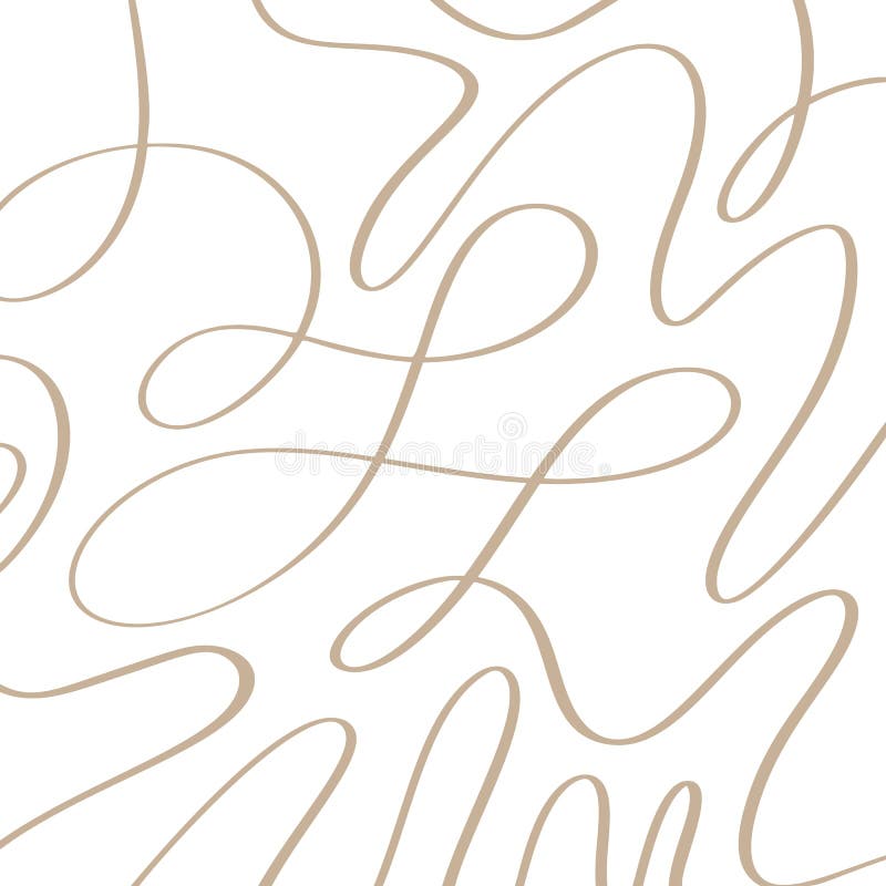 Stylish Abstract Pattern with Brown Geometric Tangled Lines on White ...
