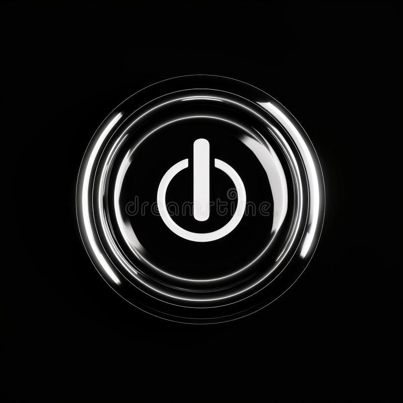 Stylish Abstract Power Button Design on Black Background. Generative Ai ...