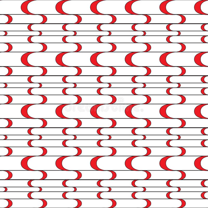 Stylish Abstract Seamless Pattern with Red Waves on White Background ...