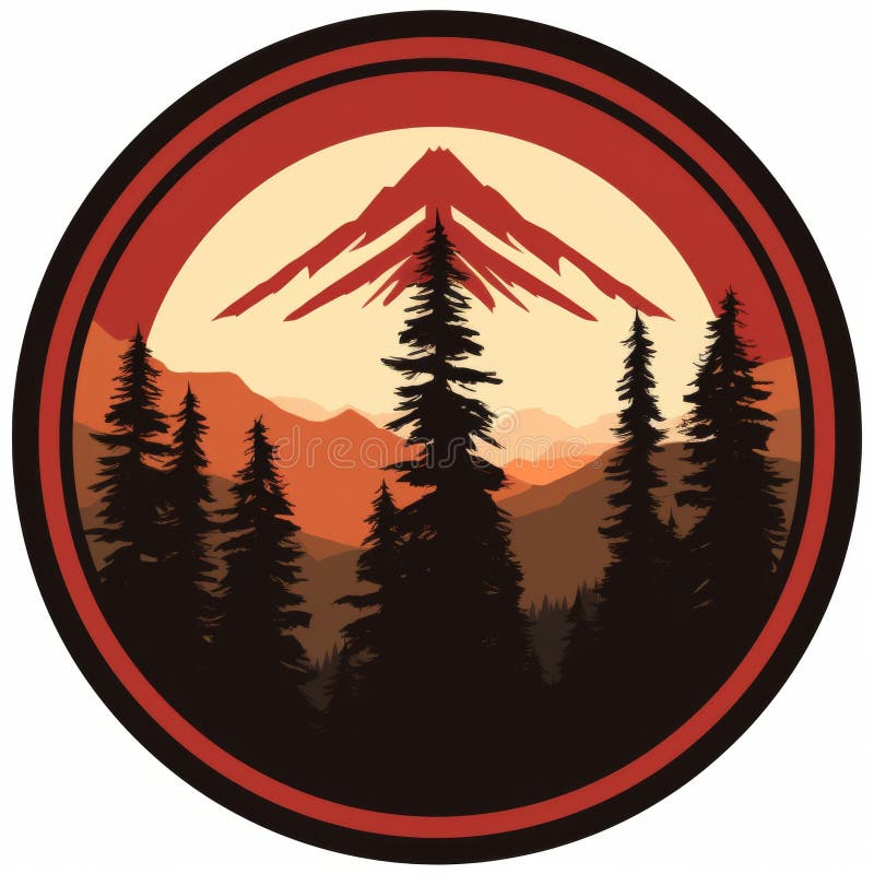 Stylish Adventure Logo Featuring Silhouette of Trees and Mountains with ...