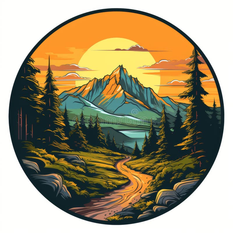 Stylish Adventure Logo Featuring Silhouetted Trees and Mountains with a ...