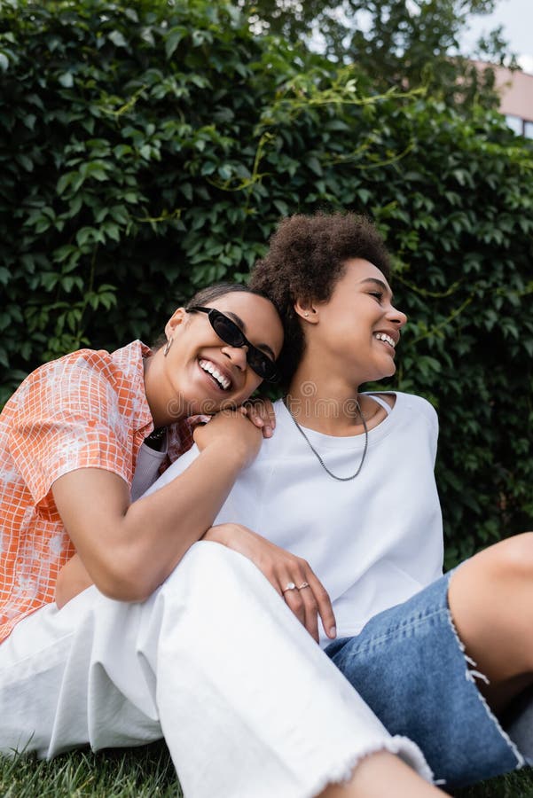 Stylish African American Lesbian Woman In Stock Image Image Of Leaves