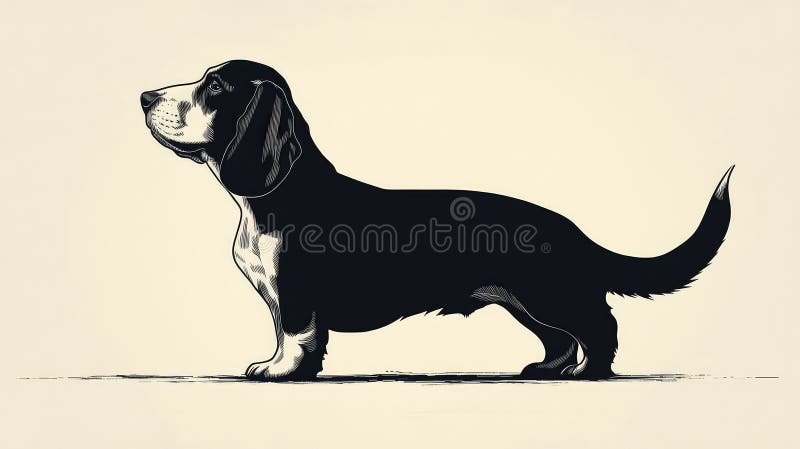 Stylish AI Basset Hound Silhouette Stock Illustration - Illustration of visual, hound: 349638856