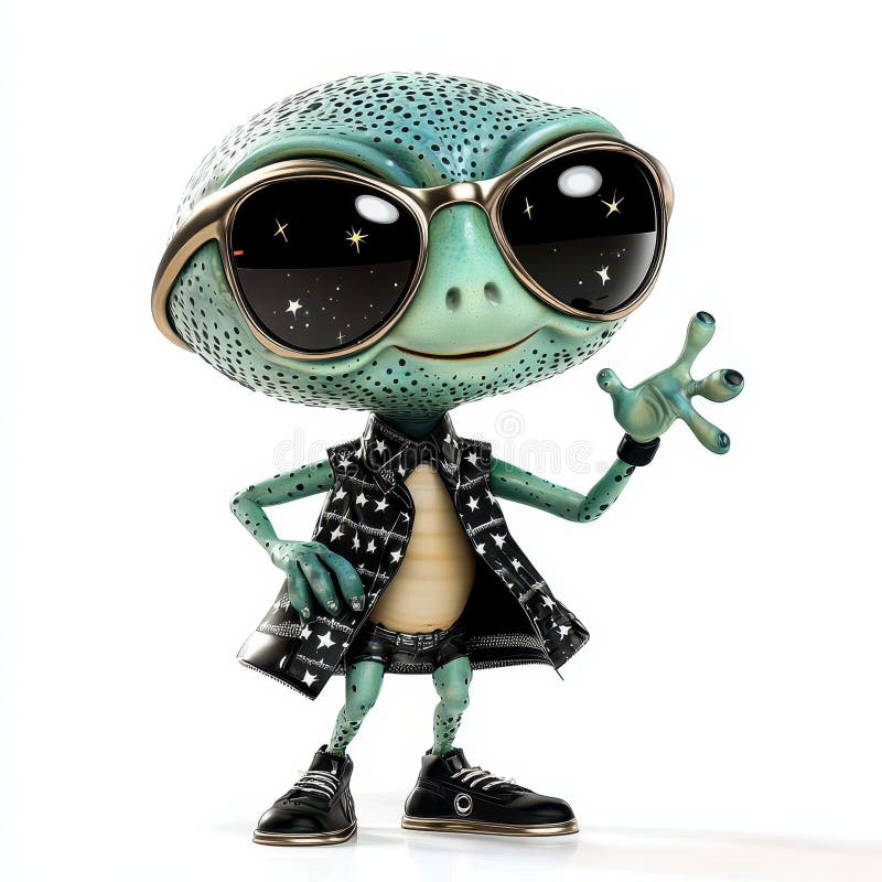 Stylish Alien Character Wearing Sunglasses and Star Patterned Vest ...