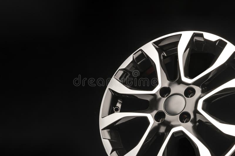 Stylish Alloy Wheels, Black with Silver and Polished on a Dark ...