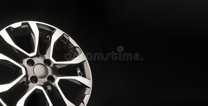 Stylish Alloy Wheels, Black with Silver and Polished on a Dark ...