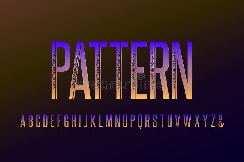 Stylish Alphabet of Patterned Gradient Capital Letters. Typography Font ...