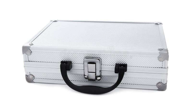 Stylish Aluminum Hard Case on White Stock Photo - Image of accessory ...