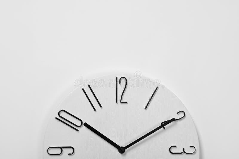 Stylish Analog Clock Hanging on White Wall, Space for Text Stock Image ...