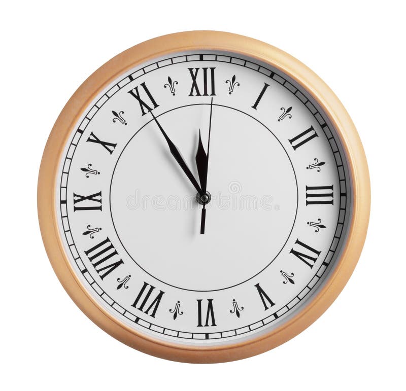 Stylish Analog Clock Isolated on White. New Year Countdown Stock Photo - Image of holiday ...