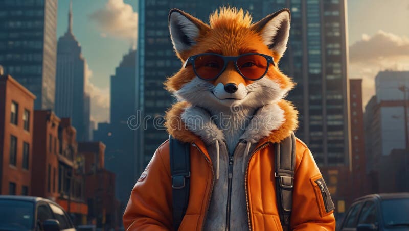 Stylish Anthropomorphic Fox in Urban Setting Wearing Athletics Gear ...