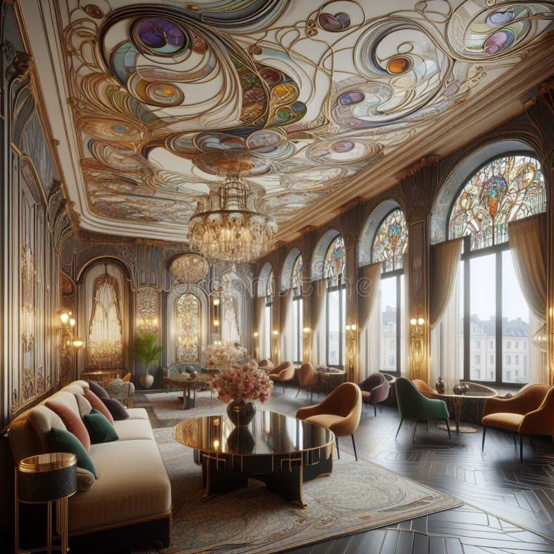 Stylish Antiques Modern with Living Room Area Stock Illustration ...