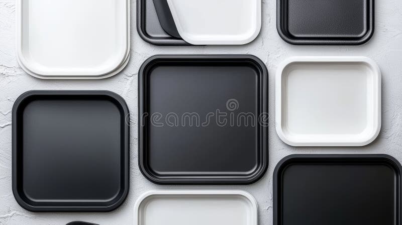 A Stylish Arrangement of Black and White Serving Plates on a Textured ...