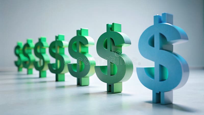 A Stylish Array of Green Blue and Gray Dollar Signs on a Pristine White ...