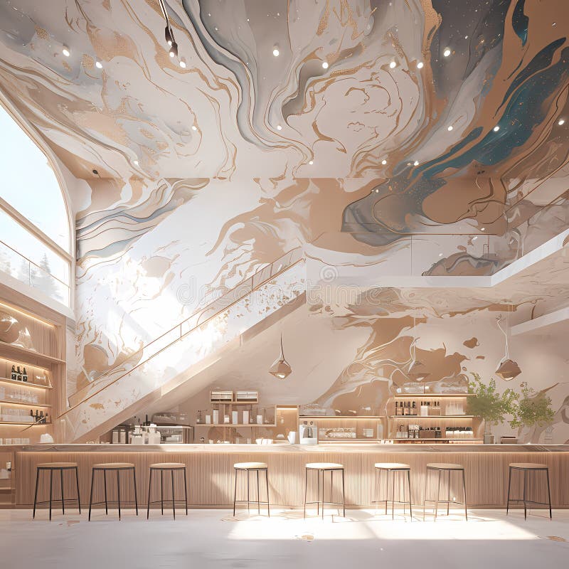 Stylish Art Studio with Cosmic Latte Ceiling Stock Illustration ...