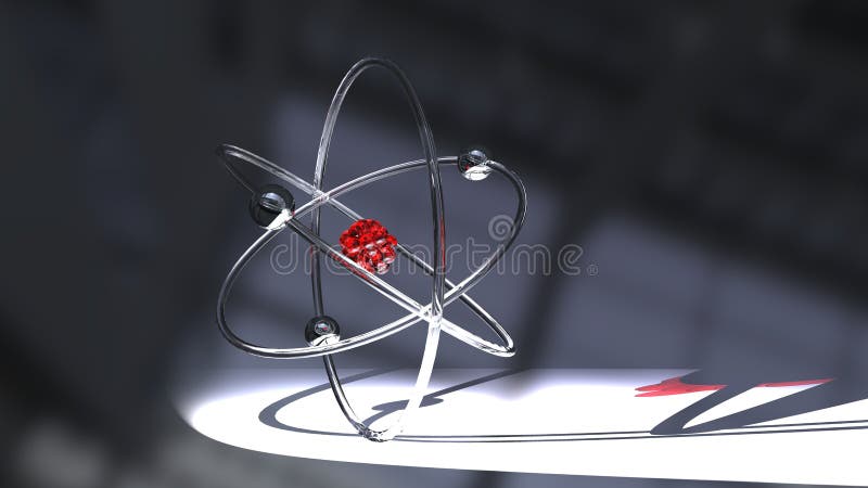 Stylish Atom Core Model on Dark with Colored Shadowing Stock ...