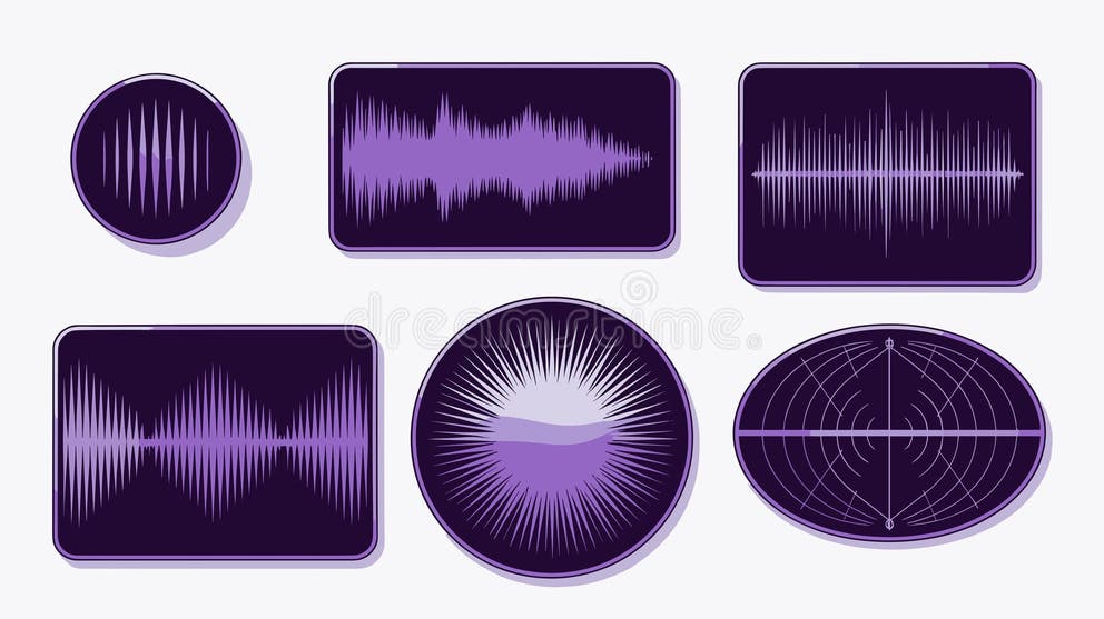 Stylish Audio Waveforms and Sound Visualizations in Purple Tones Stock ...