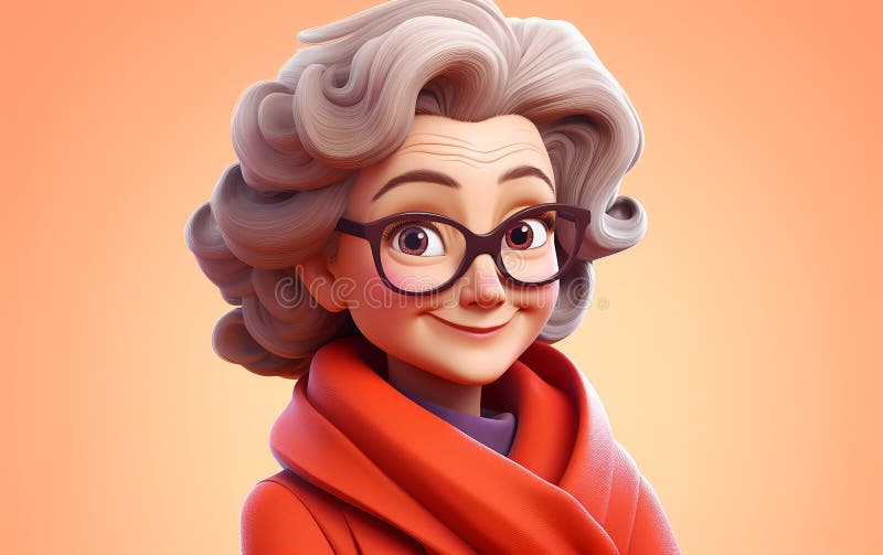 Stylish Aunt in Warm Colors 3D Animation. Generative by Ai Stock ...