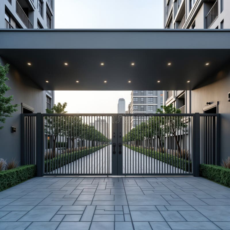 Stylish Automatic Gates Provide Secure Access To Modern Condo Complex ...