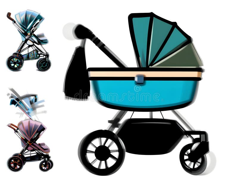 Stylish Baby Stroller Illustration with Multiple Color Options on White ...