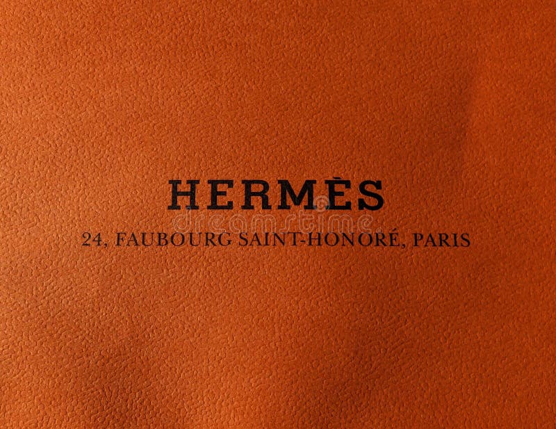 Stylish Background of Orange Leather with the Hermes Logo Editorial ...