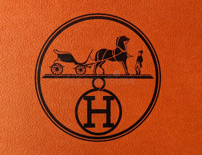 Stylish Background of Orange Leather with the Hermes Logo Editorial ...