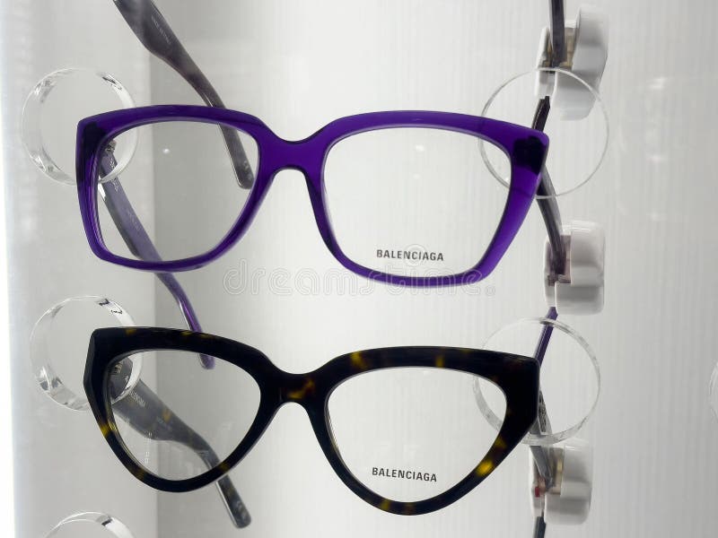 Stylish Balenciaga Eyeglasses Display with Purple and Tortoiseshell ...