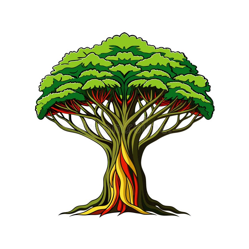 Stylish Banyan Tree Vector Design Stock Illustration - Illustration of ...