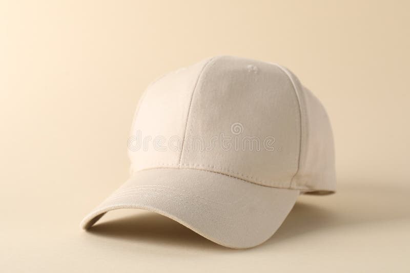 Stylish Baseball Cap on Beige Background, Closeup. Mockup for Design ...