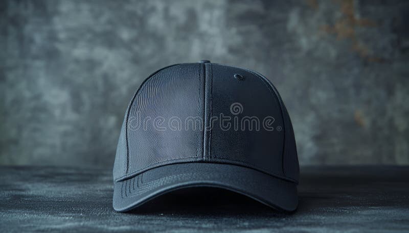Stylish Baseball Cap on Dark Textured Table, Close-up. Mockup for ...