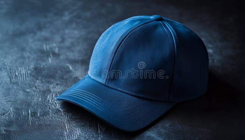 Stylish Baseball Cap on Dark Textured Table, Close-up. Mockup for ...