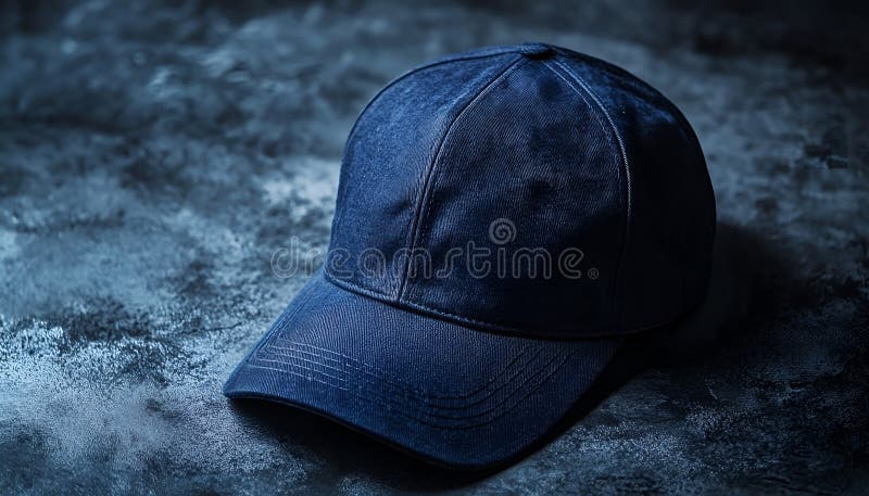 Stylish Baseball Cap on Dark Textured Table, Close-up. Mockup for ...