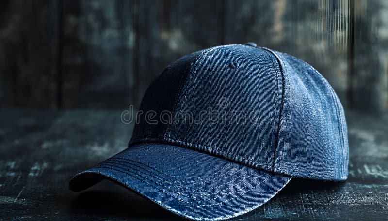 Stylish Baseball Cap on Dark Textured Table, Close-up. Mockup for ...