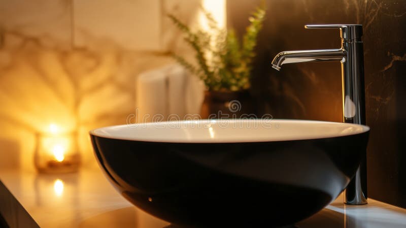 Stylish Basin in a Bright Countertop Stock Image - Image of ...