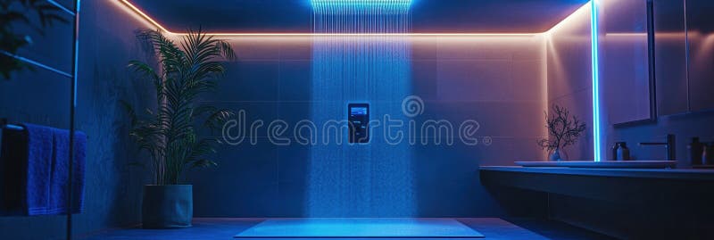 This Stylish Bathroom Showcases an Advanced Smart Shower System with an ...