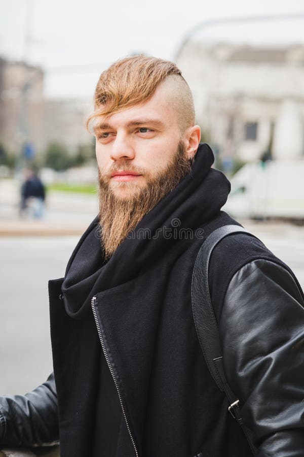 Stylish Bearded Man Posing in the Street Stock Photo - Image of beard ...