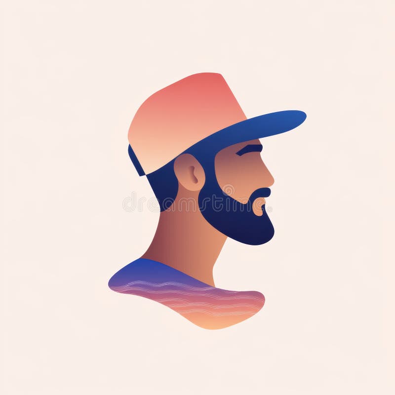 Stylish Bearded Man Profile Stock Illustration - Illustration of sunset ...