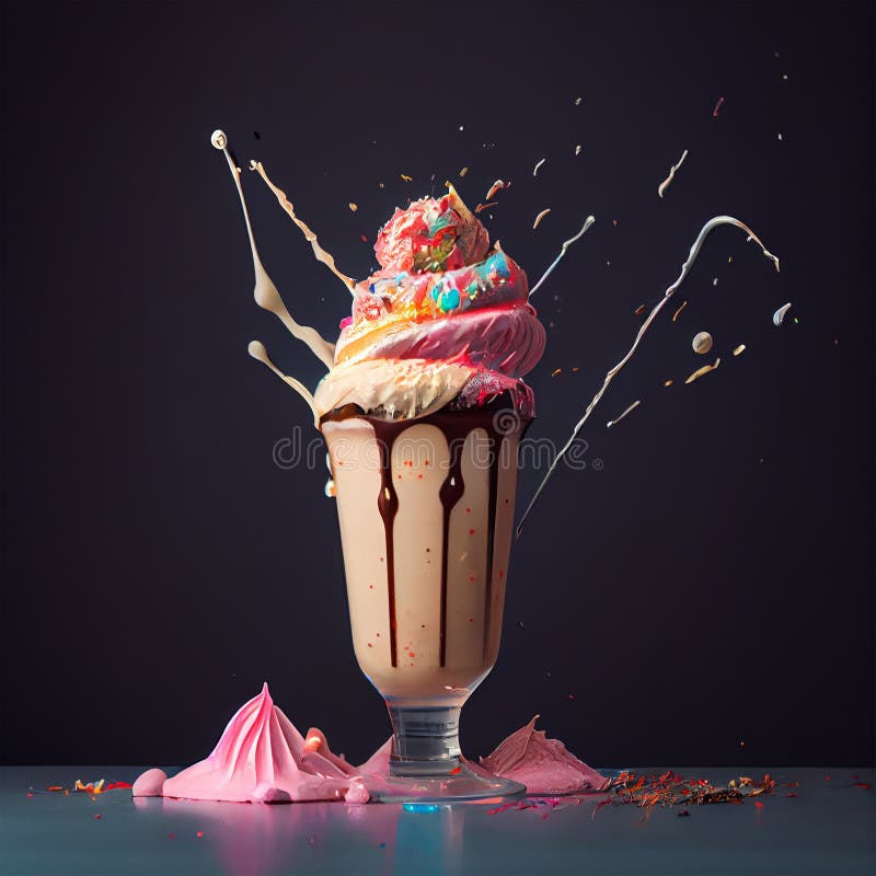 Stylish Beautiful Fruity Milkshake, Chocolate Drop Splashes - AI ...